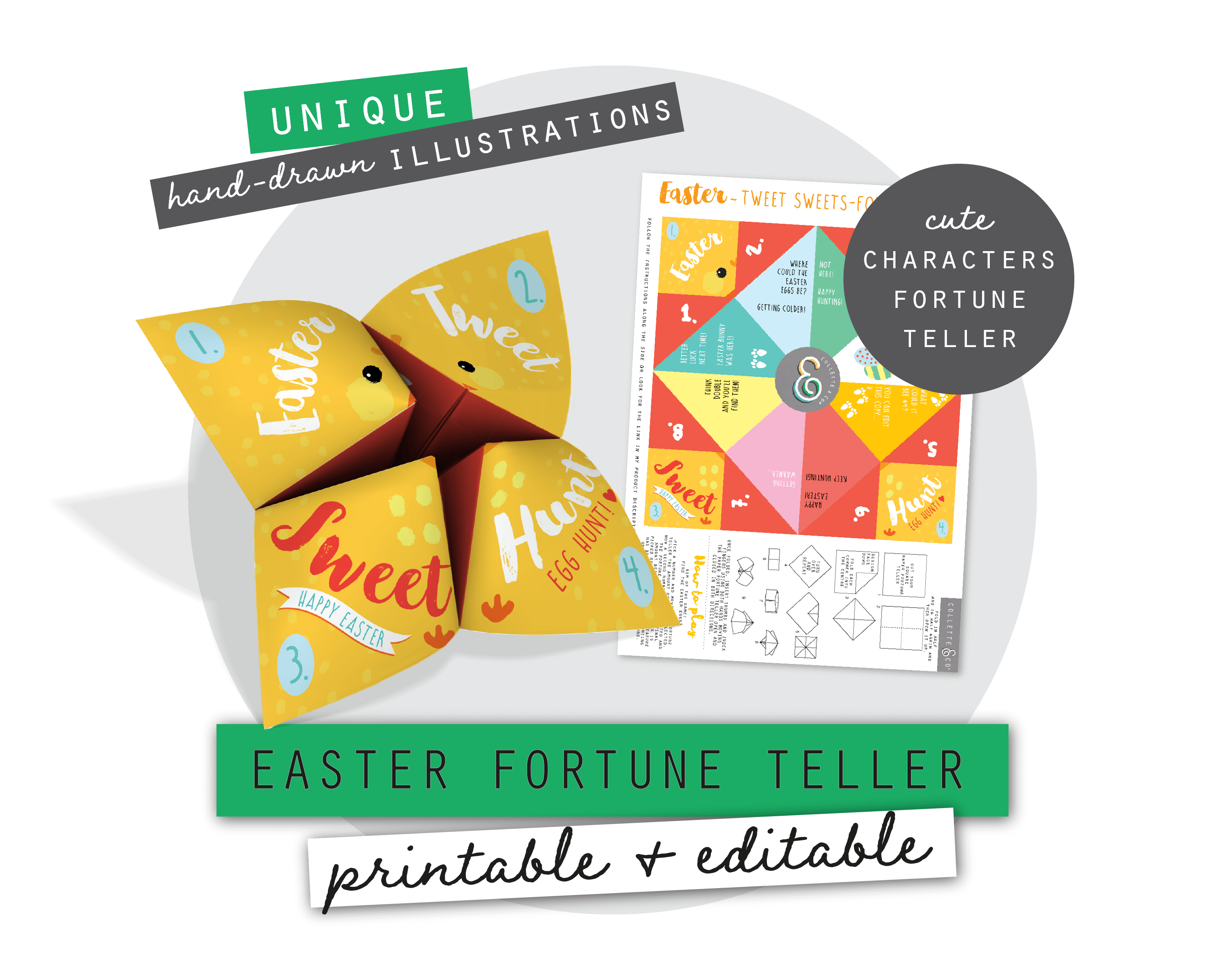 Easter Printable Origami Fortune Teller "Tweet Sweets"