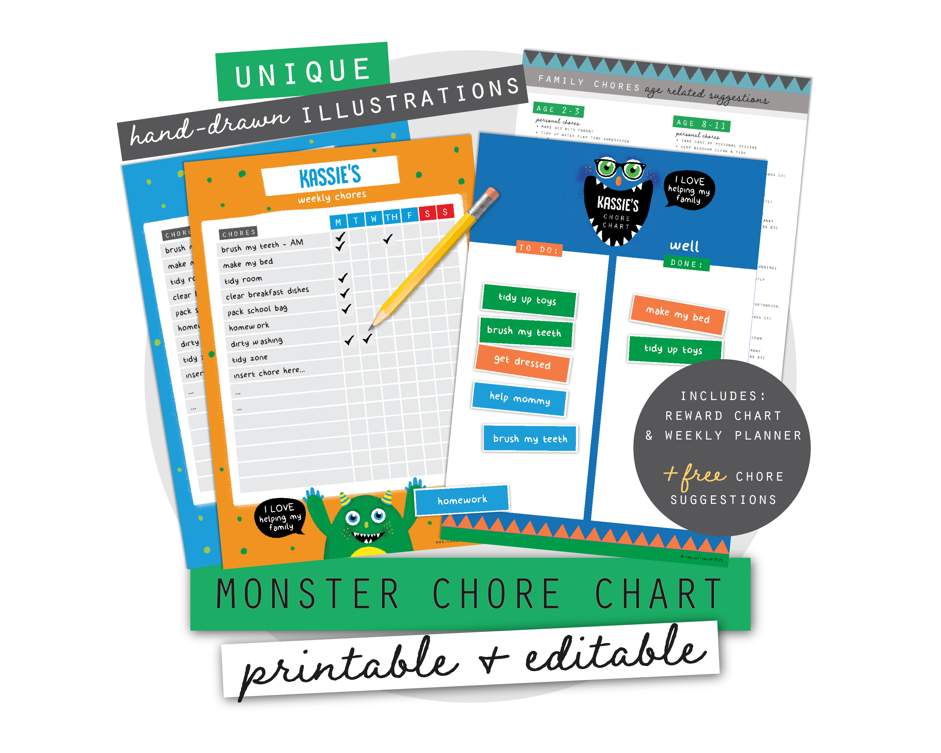 Monster Printable Chore Charts