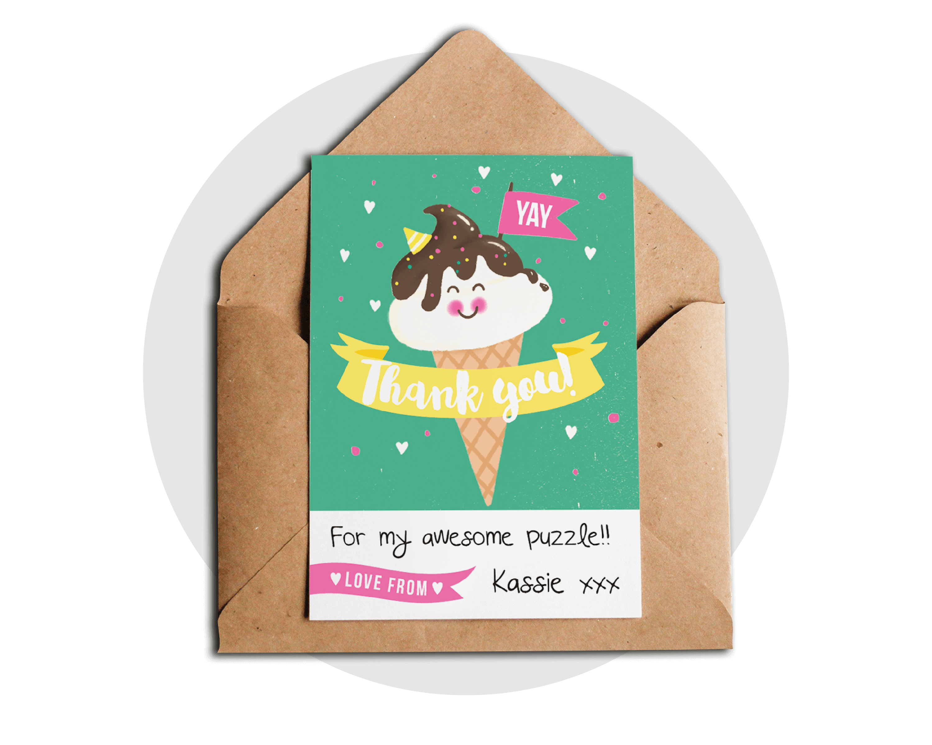 Ice Cream Party Printable Thank You Card
