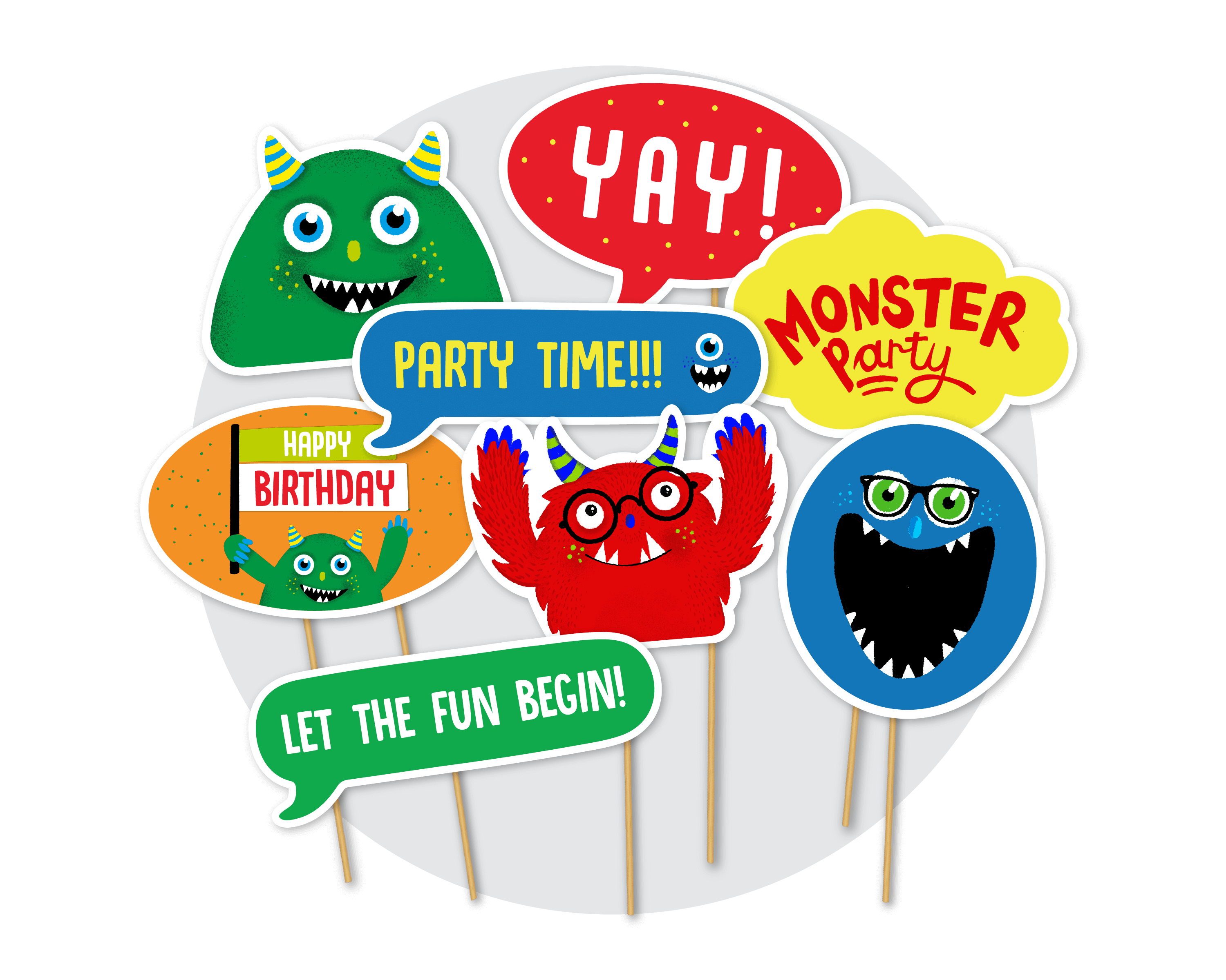 Monster Party Printable Photo Booth Signs