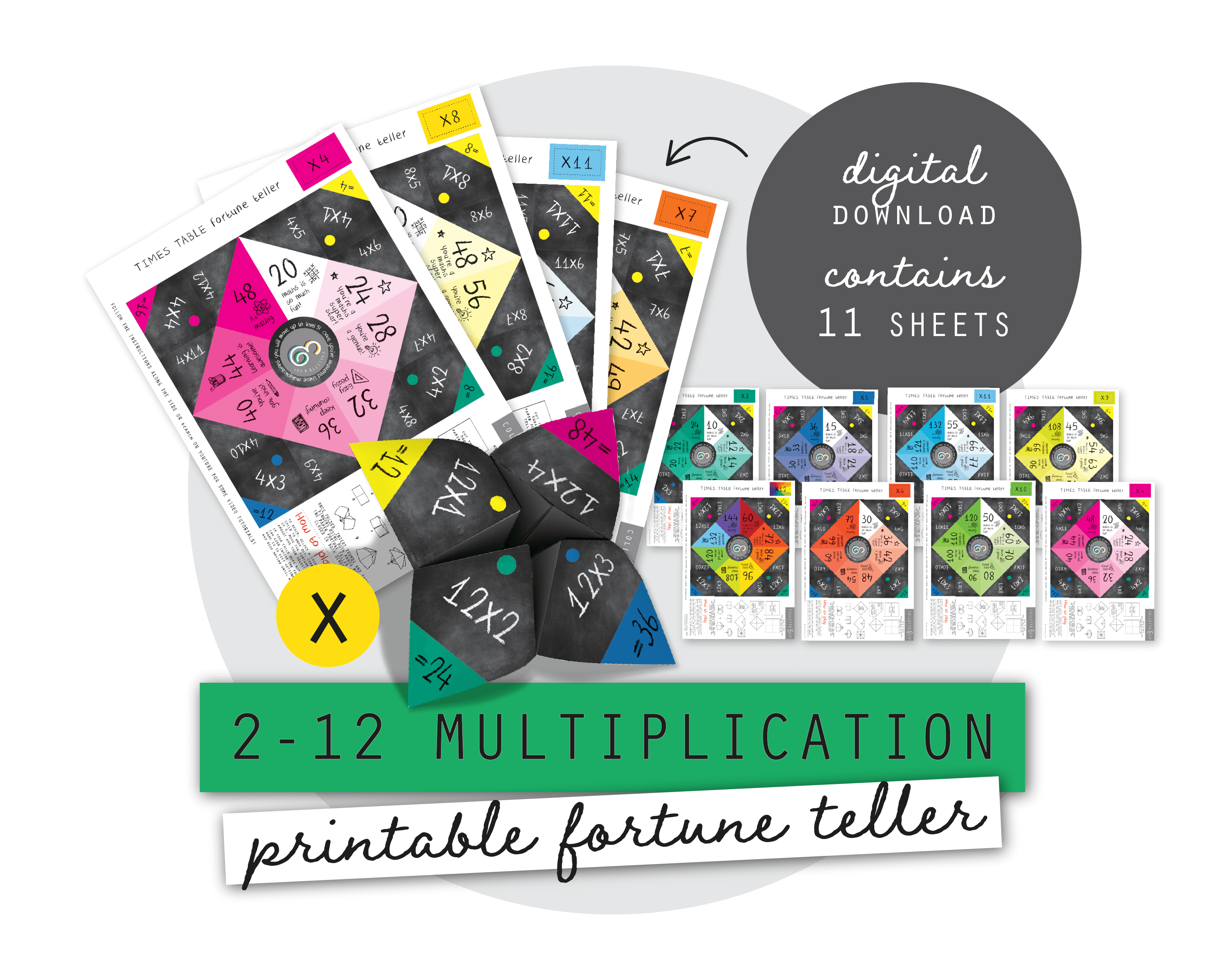 Multiplication Printable Origami Fortune Teller