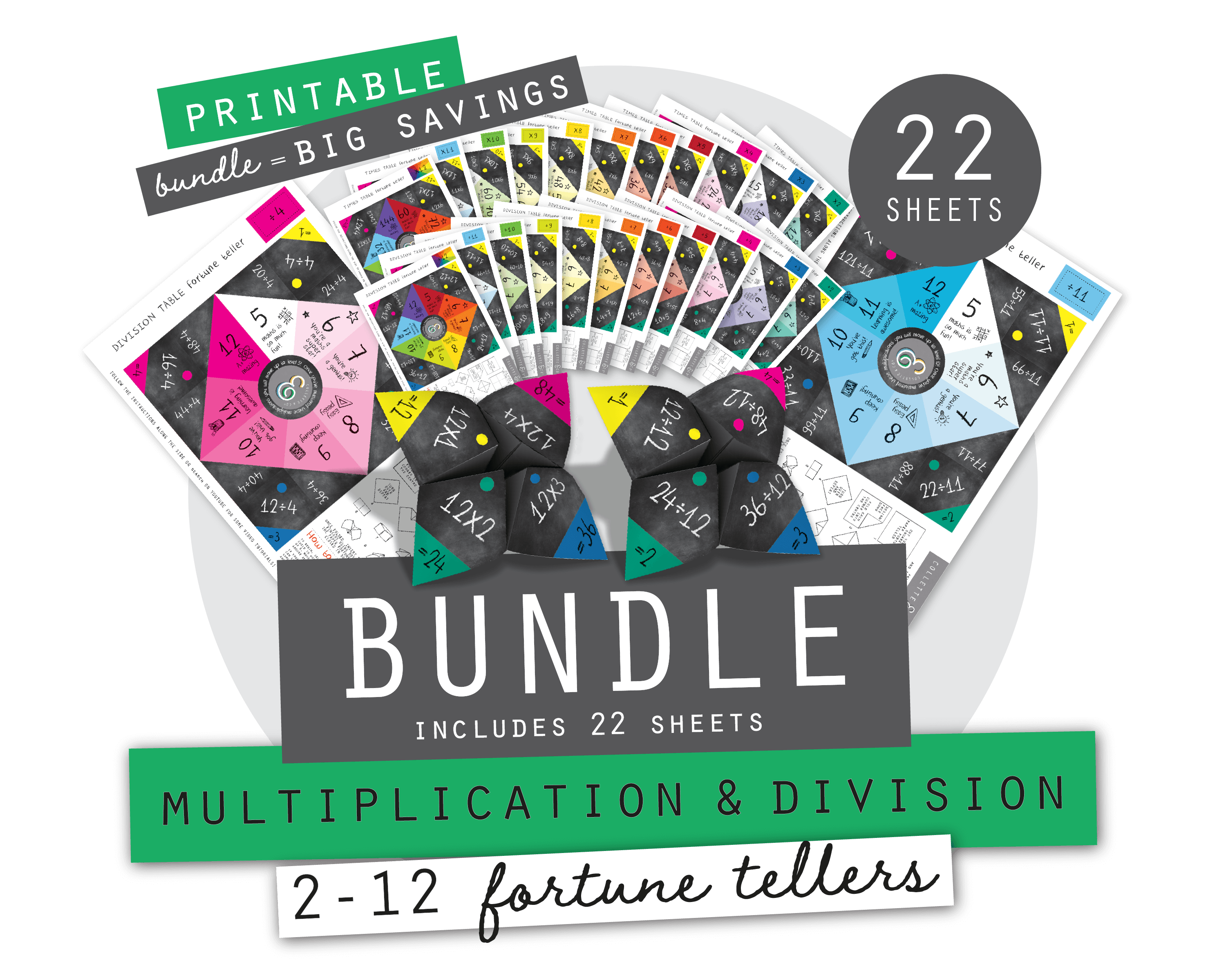 Times Table & Division Table Printable Origami Fortune Teller BUNDLE