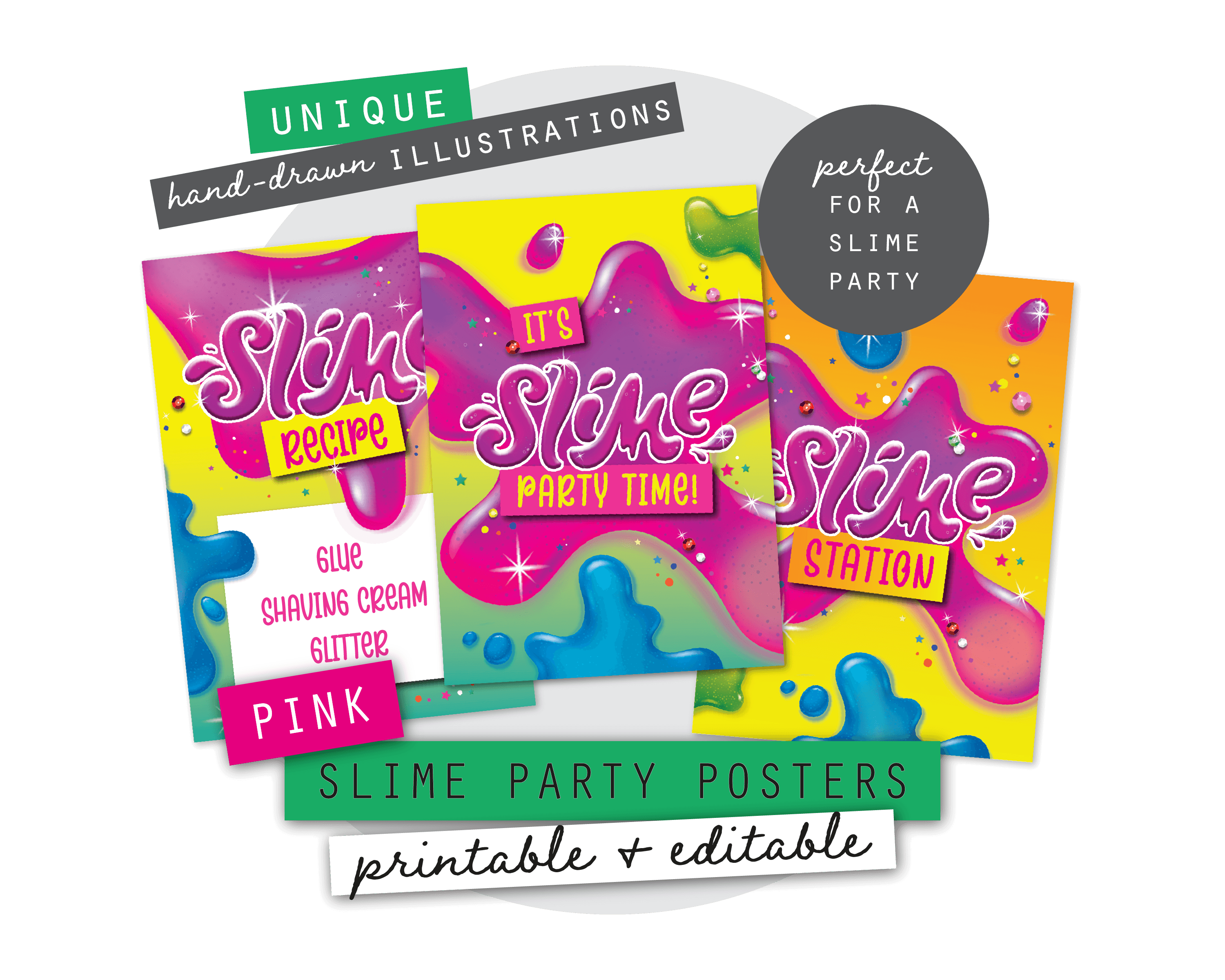 Slime Party Printable Posters