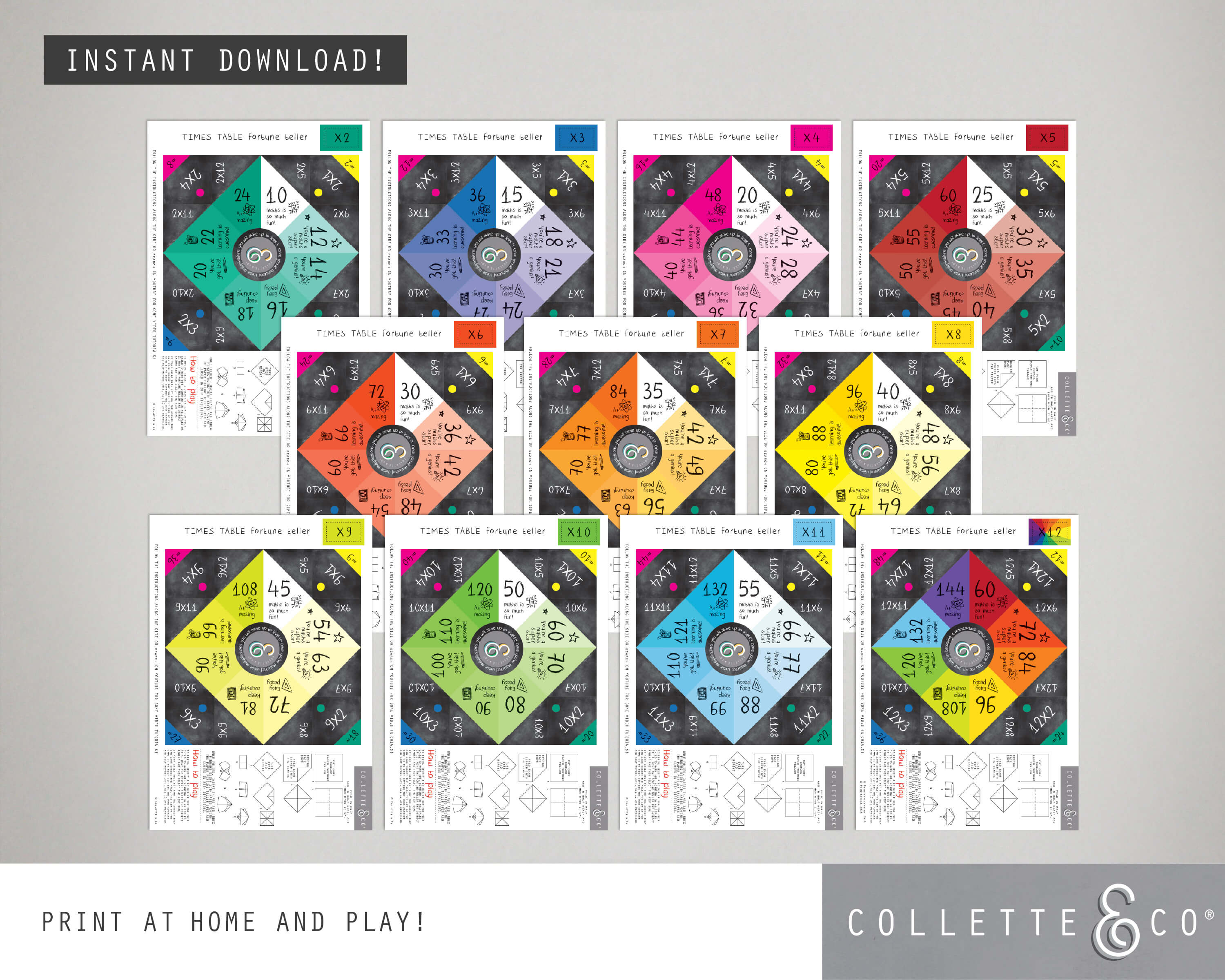 Multiplication Printable Origami Fortune Teller