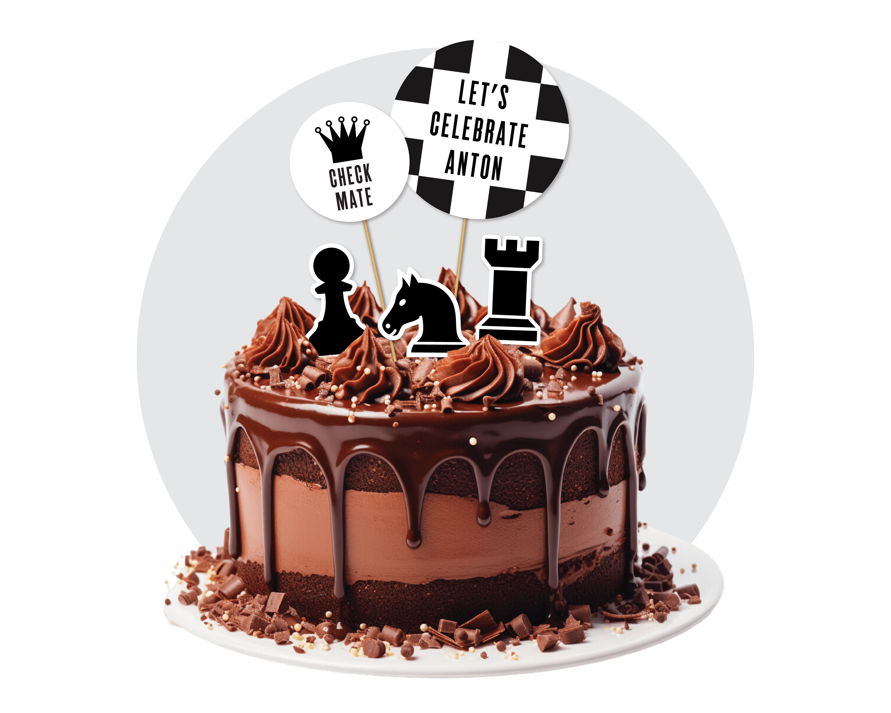 Chess Party Printable Cake Topper