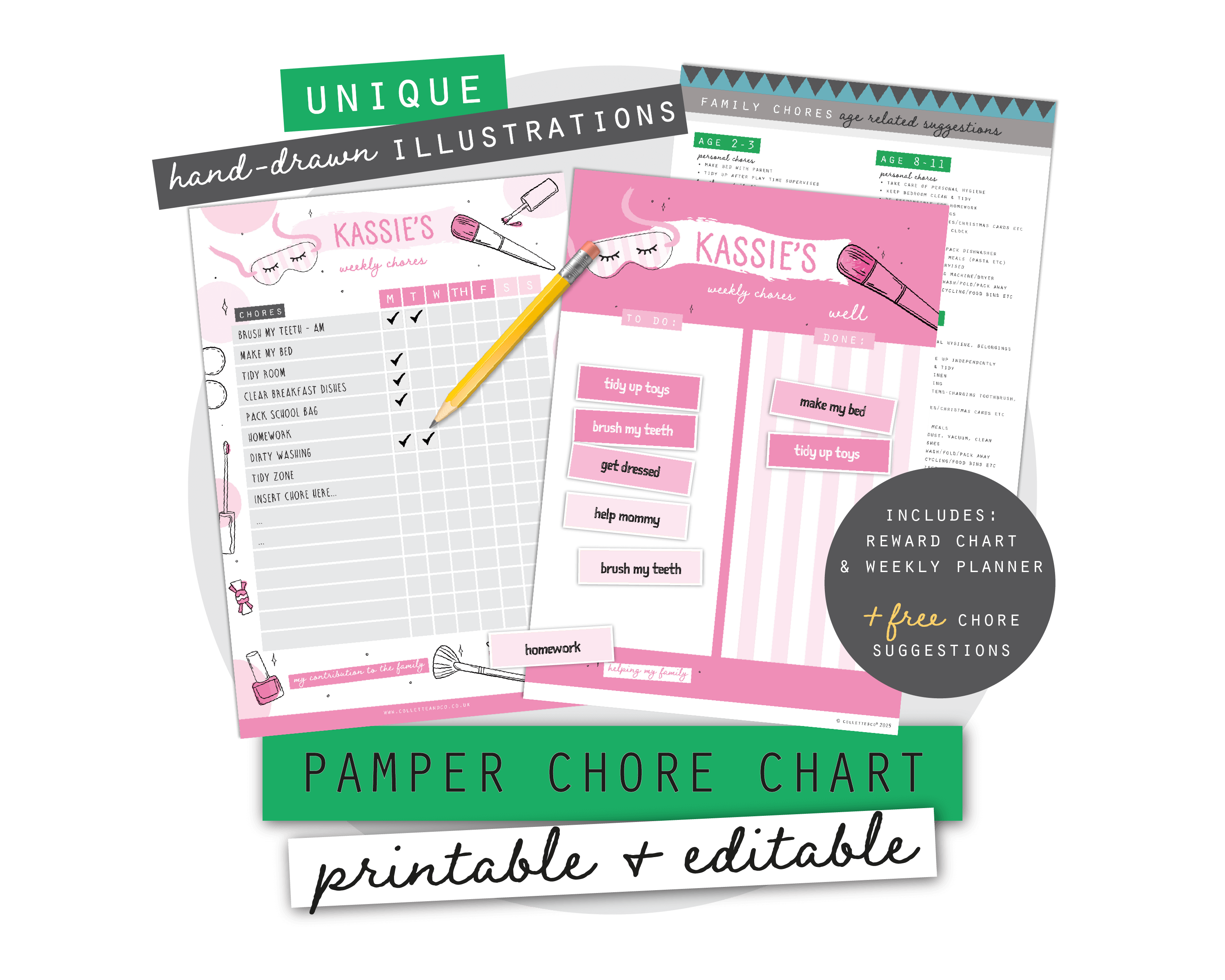 Printable Pamper Chore Chart for Kids