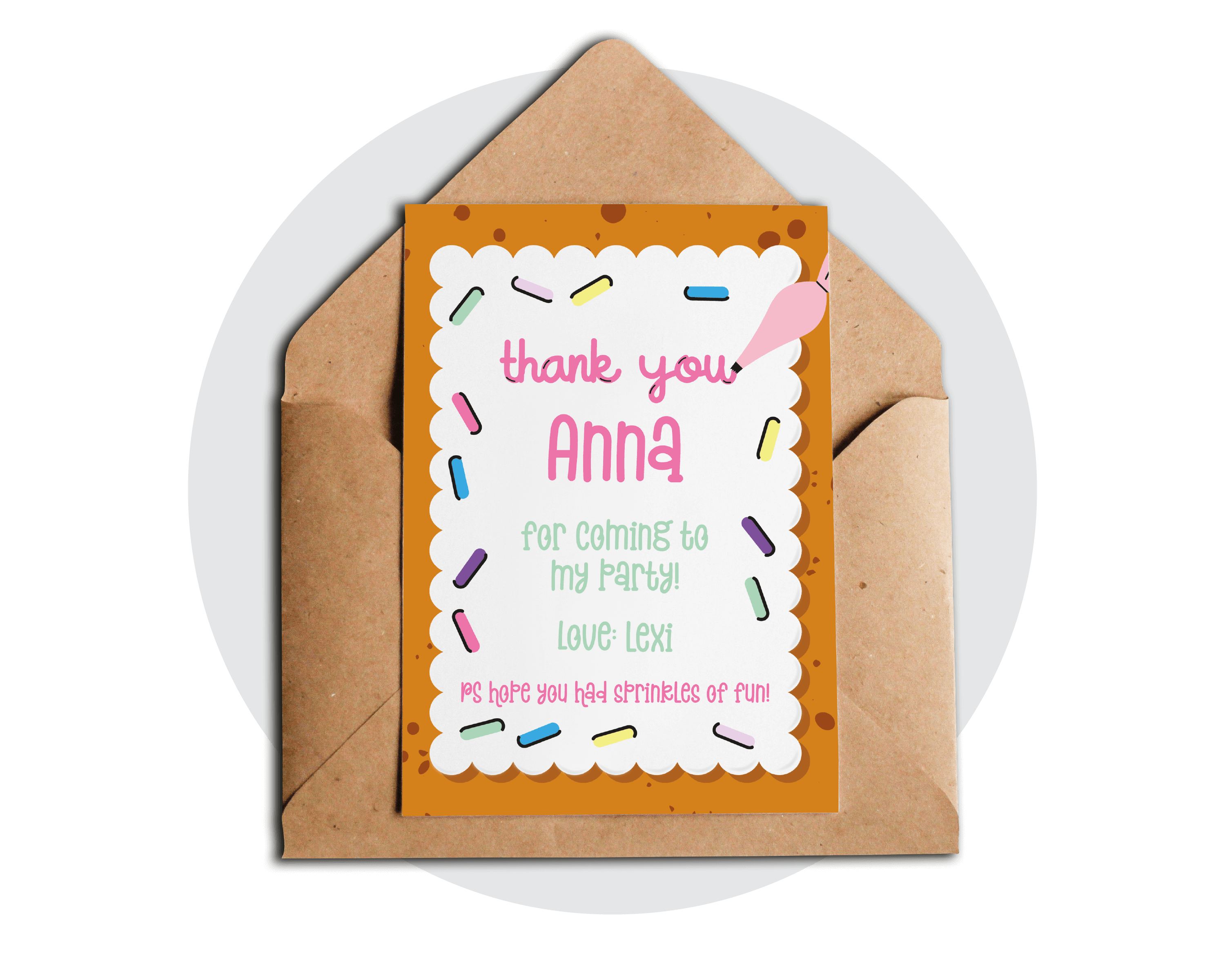 Baking Party Printable Thank You Card
