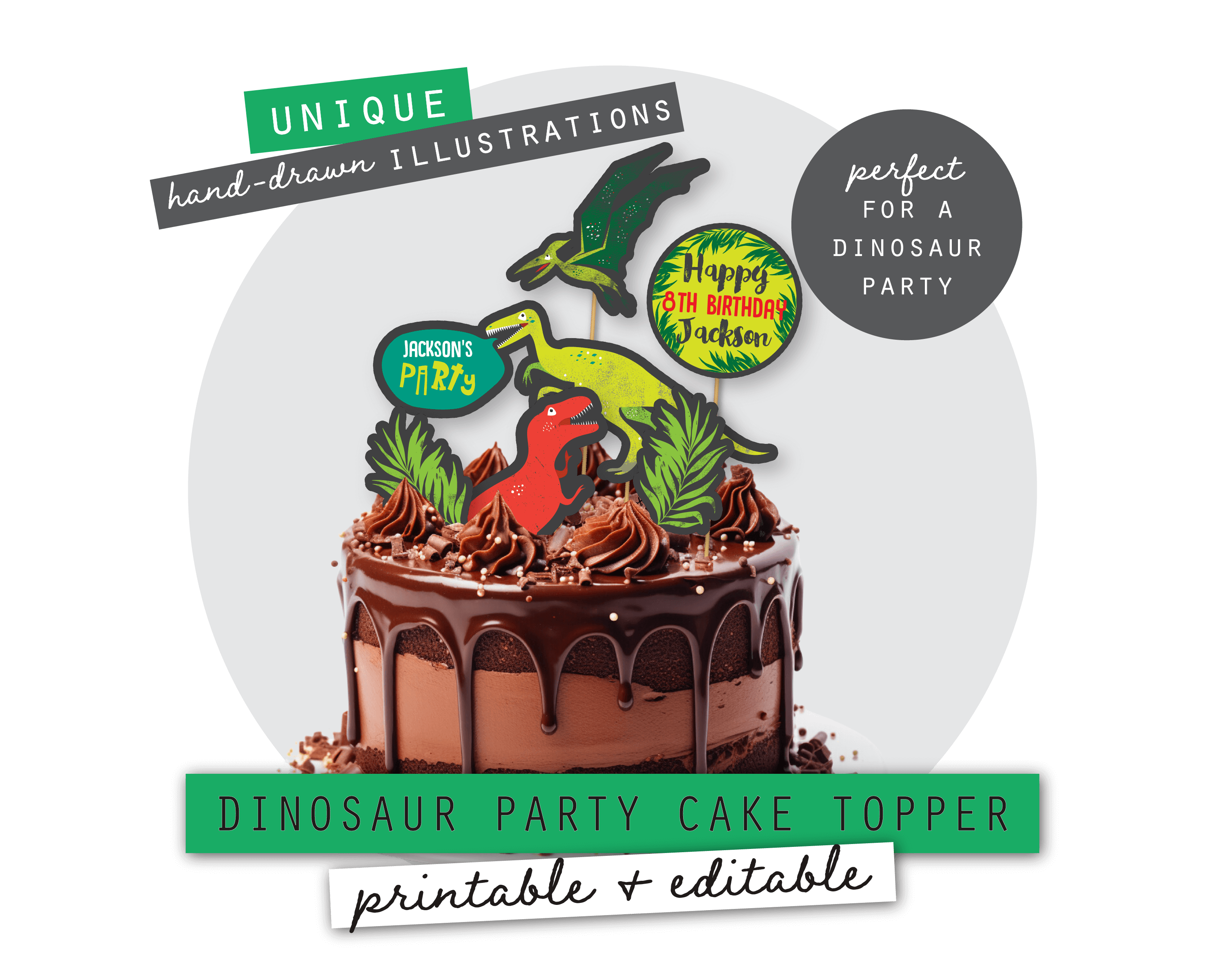 Dinosaur Party Printable Cake Topper