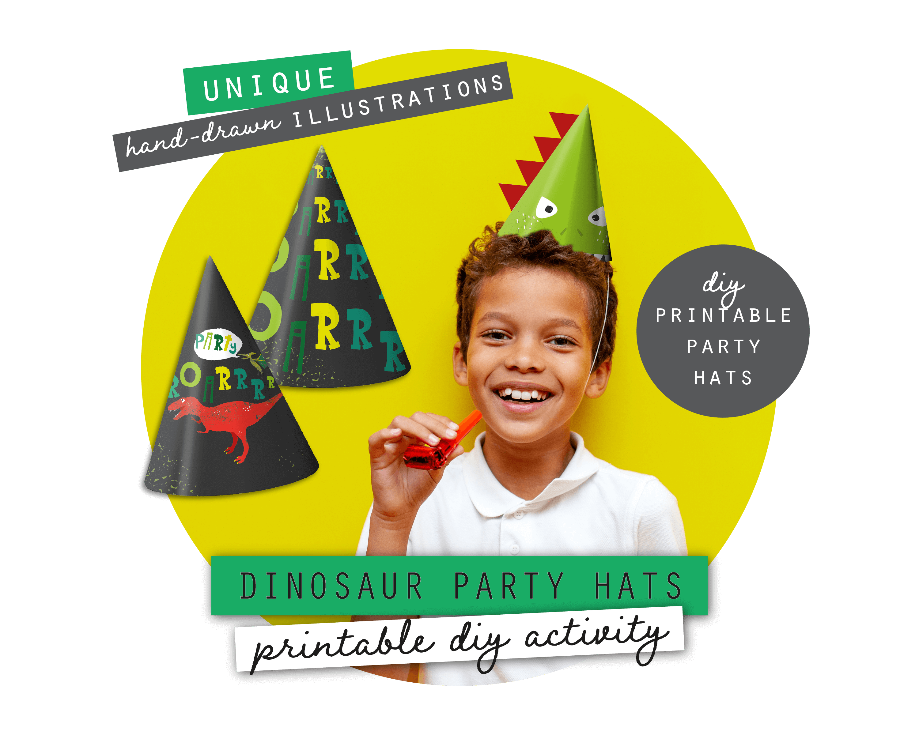 Dinosaur Printable Party Hats