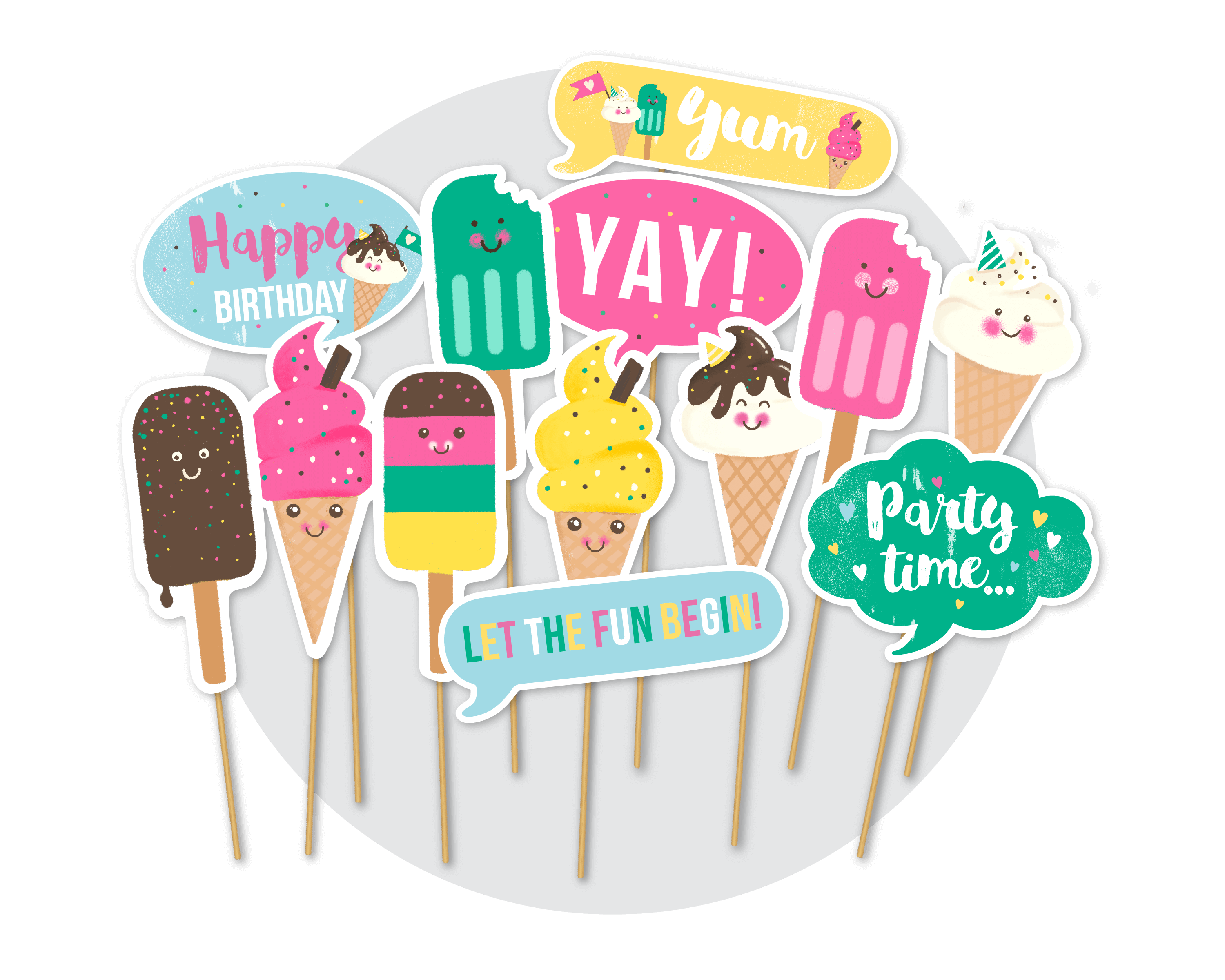 Ice Cream Party Printable Photo Booth Signs