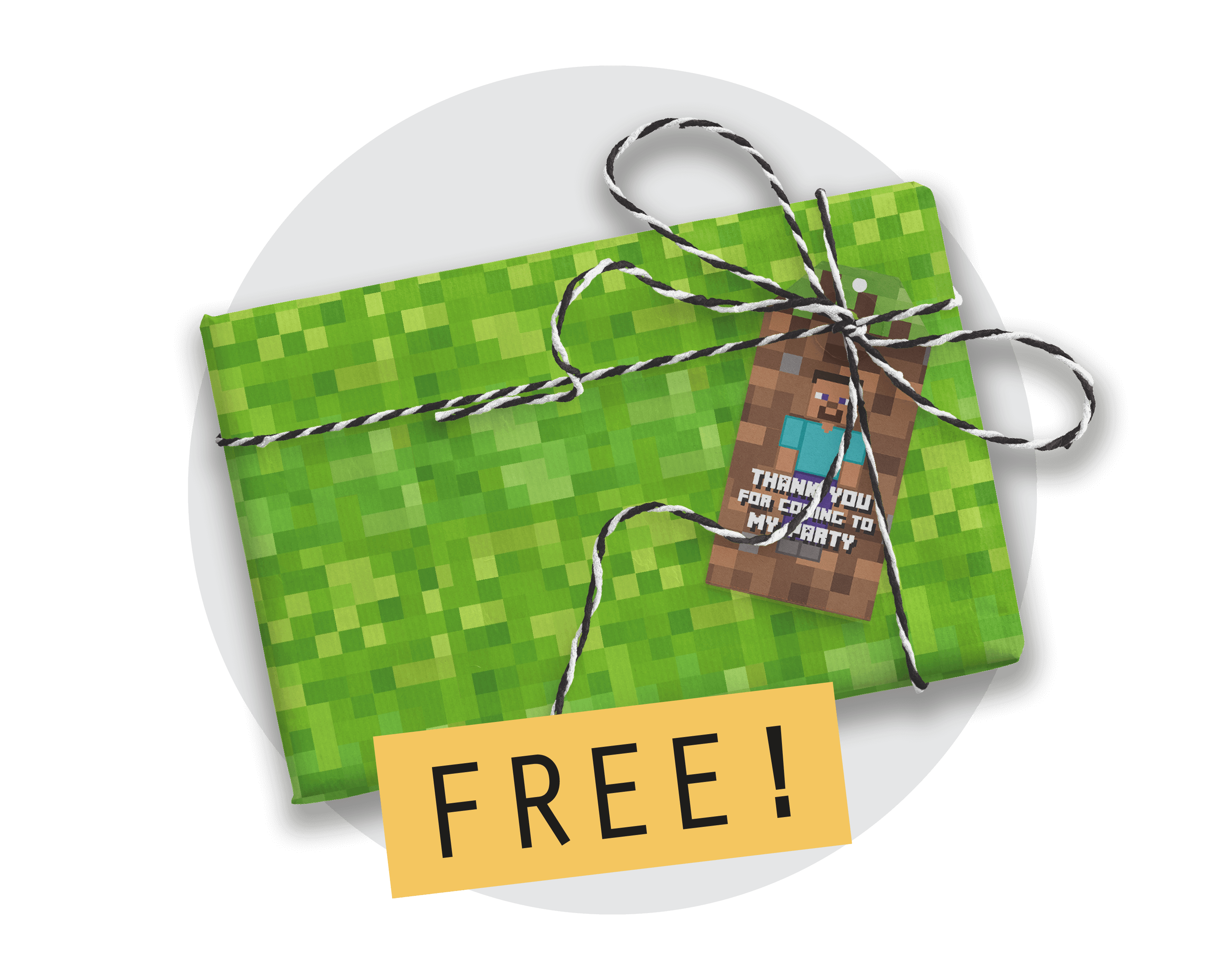 FREE Minecraft Party Printable Wrapping Paper & Gift Tags