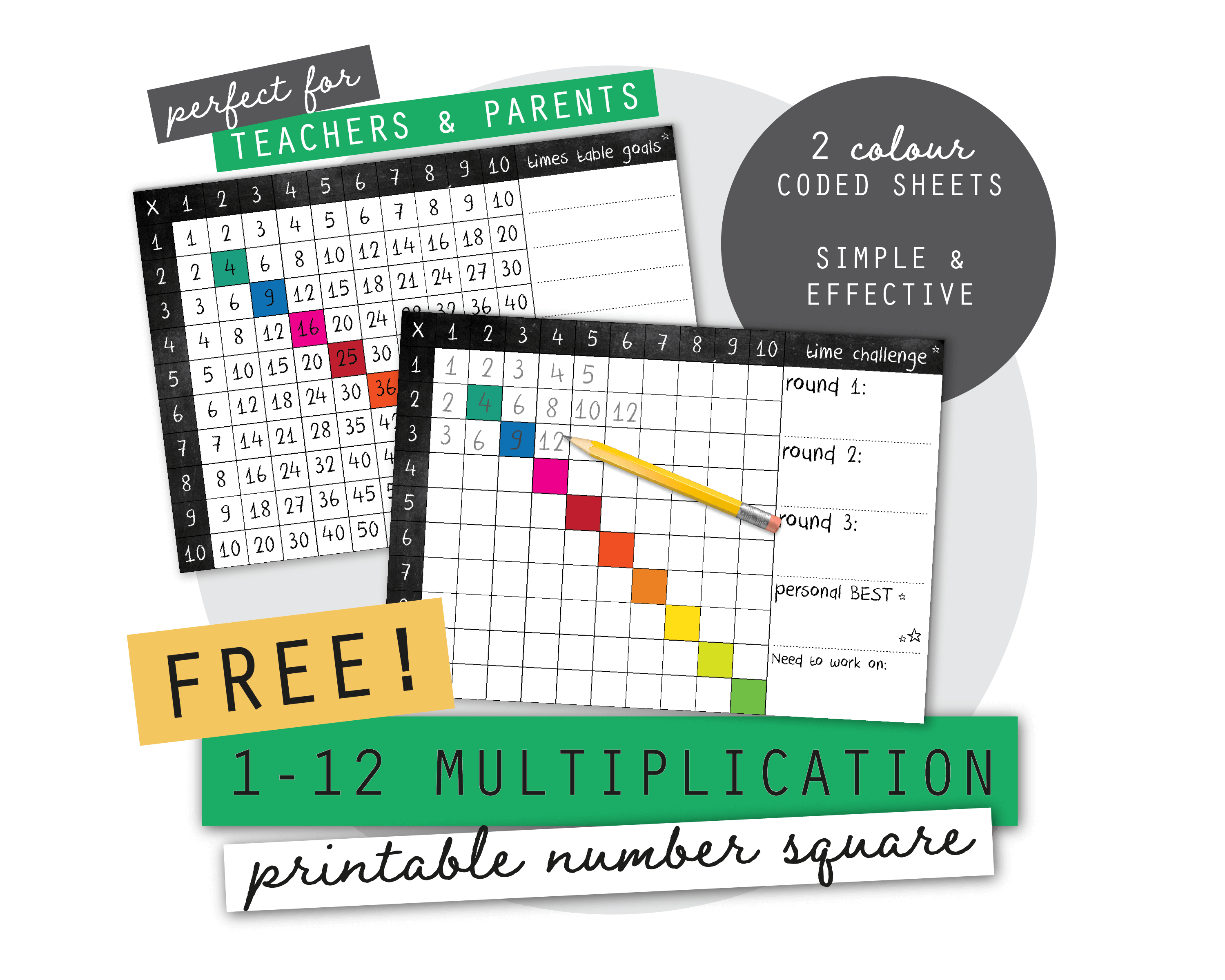 FREE Printable Multiplication Number Square Practice Sheets