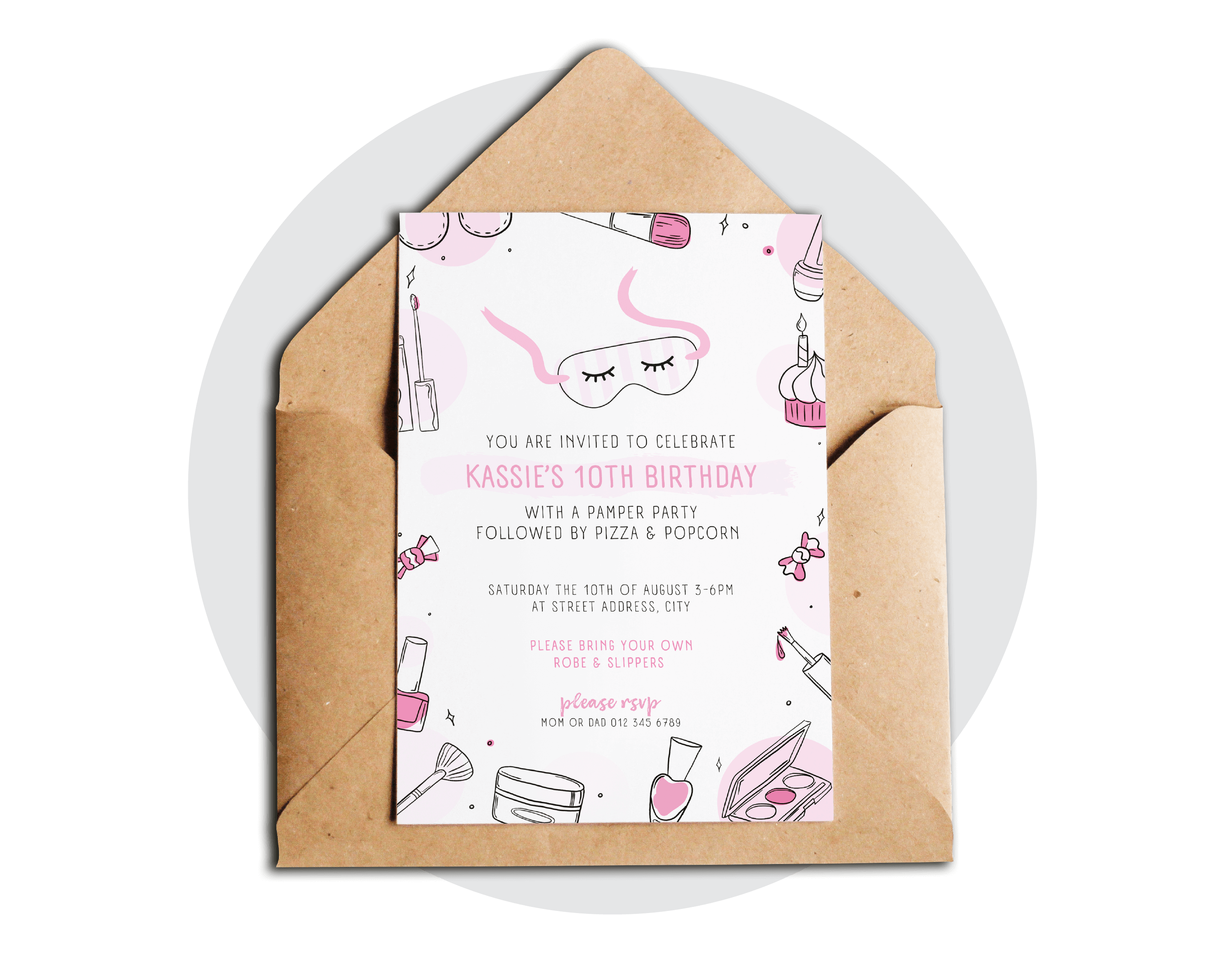 Pamper Party Printable Invitation
