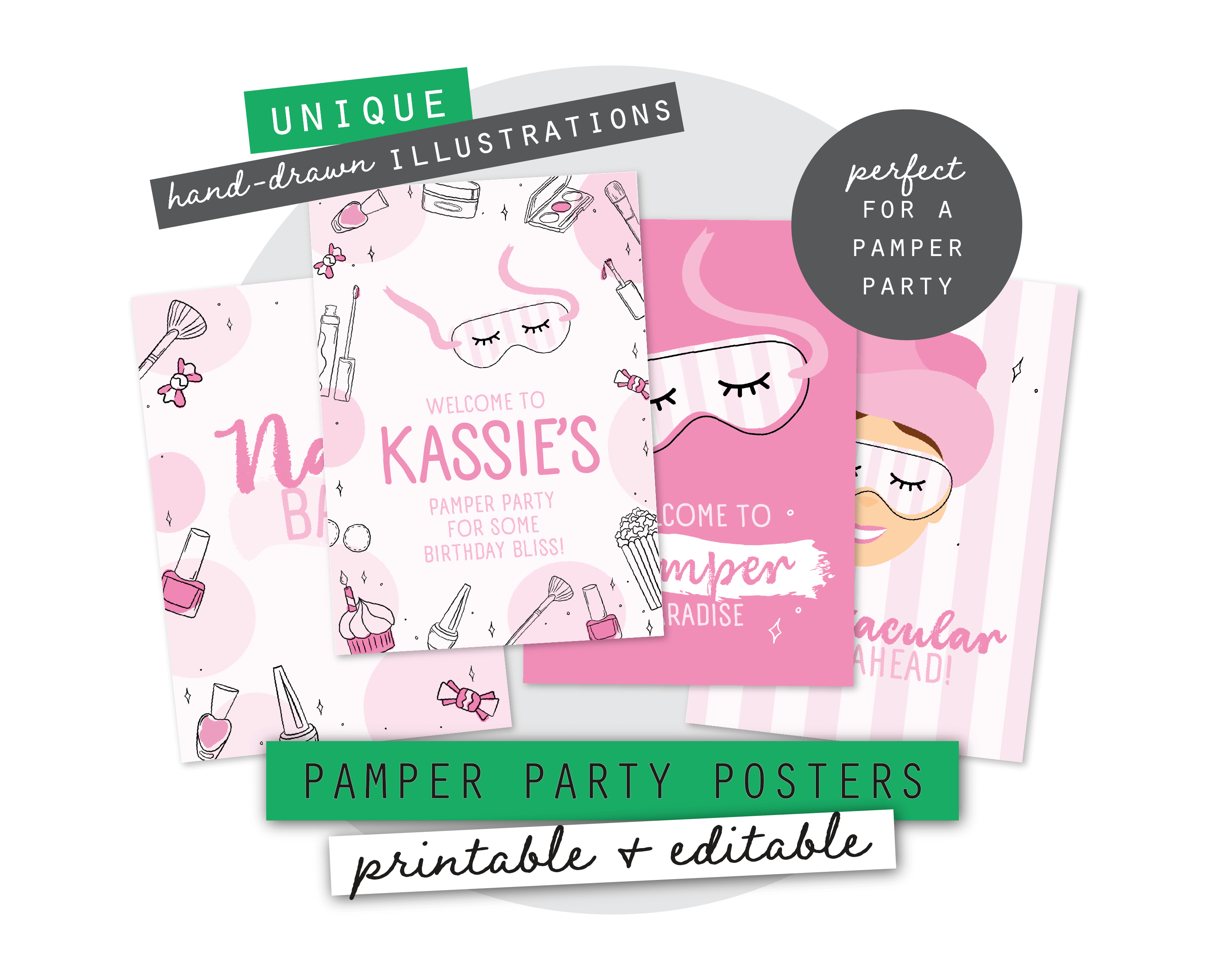 Pamper Party Printable Posters
