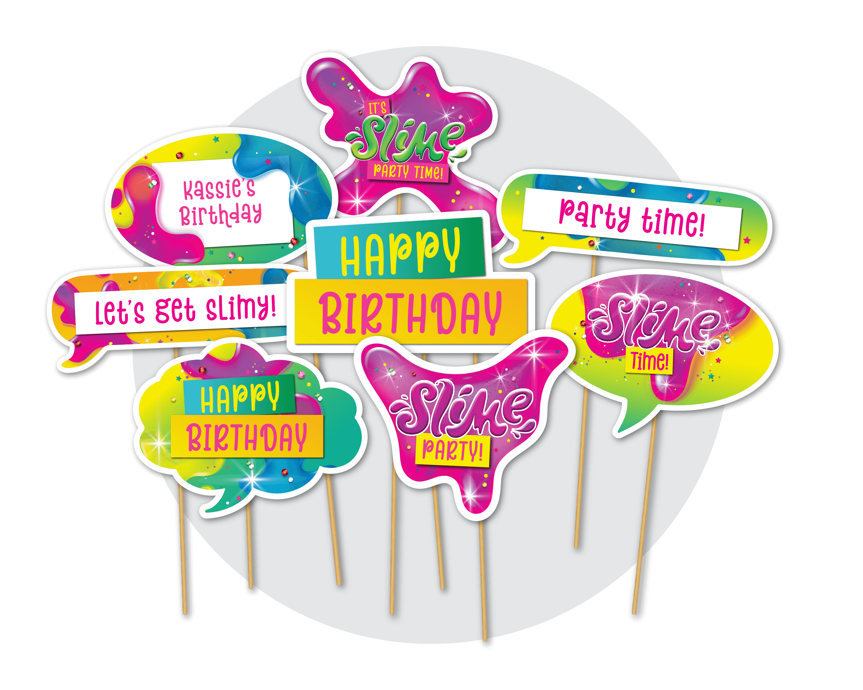 Slime Party Printable Photo Booth Signs