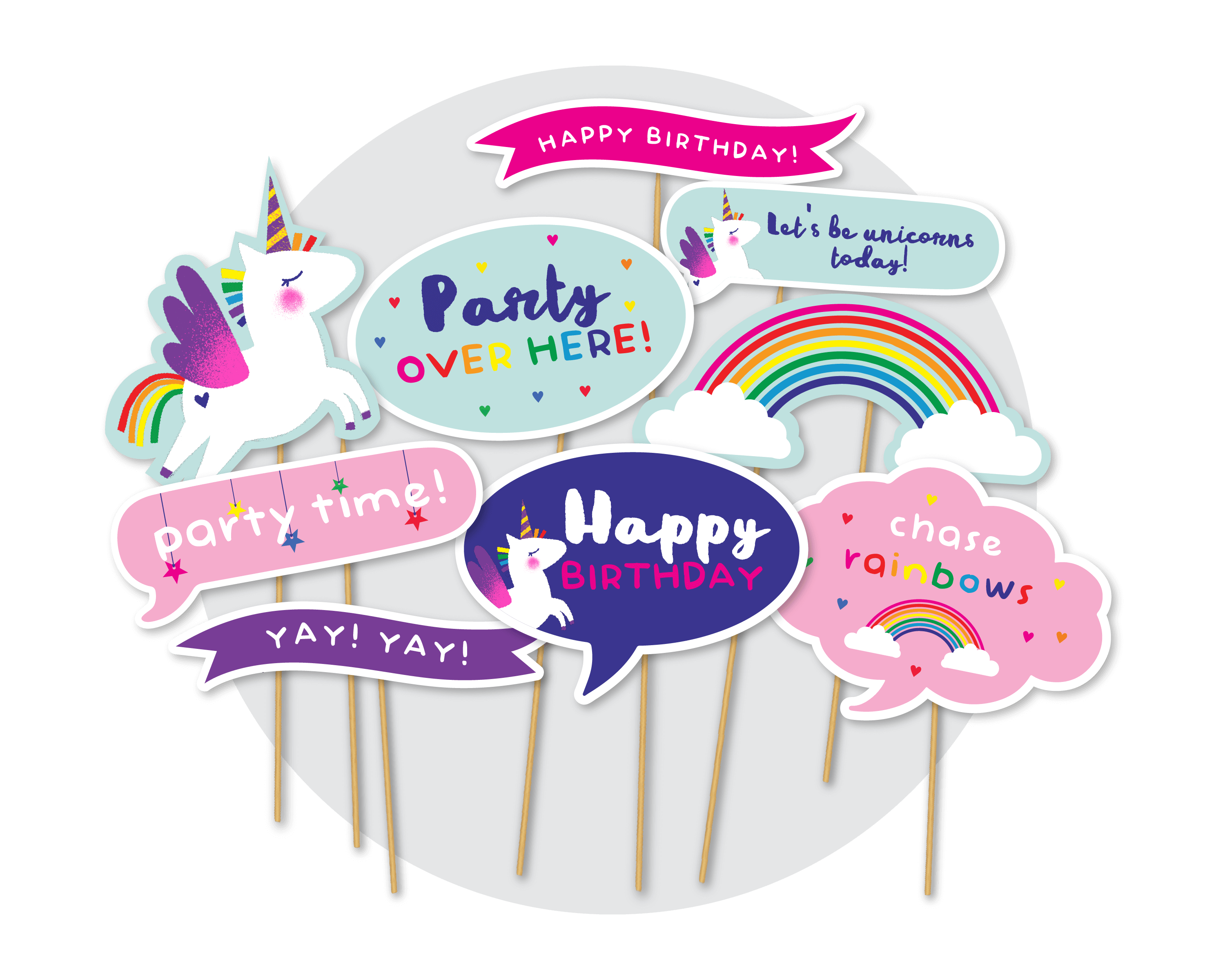 Unicorn Party Printable Photo Booth Signs